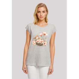 F4NT4STIC Damen T-Shirt "Vogelnest Blumen", grau, Gr. XL, Obermaterial: 100% Baumwolle, Shirts, Premium Qualit&auml;t