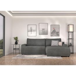 Ecksofa Trendmanufaktur, B:250cm H:82cm T:167cm, grau, 92% Polyester, 8% Polyamide, Wohnzimmer, Sofas, "Fordon, Schlafsofa mit Bettkasten, Couch in