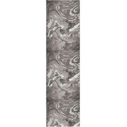 L&auml;ufer FLAIR RUGS, B:60cm H:12mm L:230cm, silber, Kunstfaser, Flur, Teppiche, "Marbled", dezenter Glanz, mehrfarbig, modernes Marmor-Design,