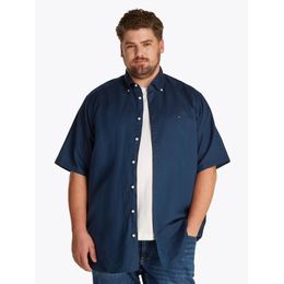 Tommy Hilfiger Big & Tall Herren Kurzarmhemd "BT-LINEN BLEND SOLID", blau, Gr. XXXL, TOMMY HILFIGER BIG & TALL, Web, Obermaterial: 52% Baumwolle, 48% Leinen, Hemden