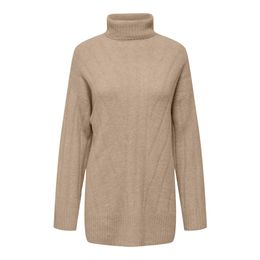 Only Damen Rollkragenpullover "ONLJEANETT LIFE L/S RIB ROLLNECK CC KNT", beige, Gr. S, meliert, Strick, Obermaterial: 88% Polyester, 6% Elasthan, 6%