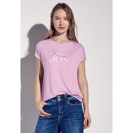 Street One Damen T-Shirt, rosa, Gr. 46, bedruckt, Stoff, 95% Viskose, 5% Elasthan, Shirts, aus softem Materialmix