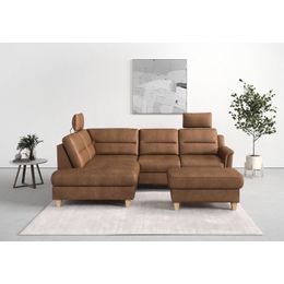 Sit & More Ecksofa SIT & MORE, B:251cm H:90cm T:187cm, braun, Wohnzimmer, Sofas, "Farö L-Form", inklusive Federkern, wahlweise mit Bettfunktion und Bettkasten
