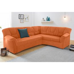 Ecksofa DOMO collection, B:240cm H:83cm T:190cm, orange, Microfaser PRIMABELLE (100% Polyester) / Struktur (90% Polyester; 10%