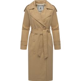 Ragwear Damen Trenchcoat "Longtrench", beige, Gr. S, Obermaterial: 100% Baumwolle; Innenfutter: 100% Polyester, Mäntel, Eleganter Mantel-Klassiker