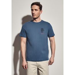 Street One MEN Herren T-Shirt, blau, Gr. S, bedruckt, Web, 100% Baumwolle, Shirts, Jersey