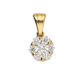 Adelia´s ADELIA ́S Damen Kettenanhänger "Damen 585 Gold Anhänger mit Diamant Brillant Ø 4,5 mm", 0,13 VVS = sehr sehr kleine Einschlüsse, Gold, gold, Gold,