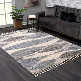 Hochflor-Teppich Sanat, B:200cm H:45mm L:290cm, grau, Kunstfaser, Teppiche, "Versay 1505", Wohnzimmer, Langflor, Shaggy Teppich