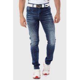 Cipo & Baxx CIPO & BAXX Herren 5-Pocket-Jeans "Hose", blau, Gr. 34, unifarben, 99% Baumwolle, 1% Elasthan, Jeans, mit moderner Waschung