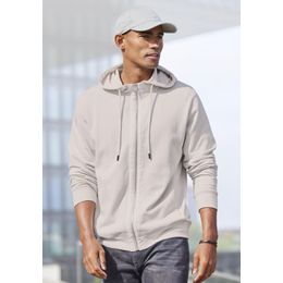 Herren Kapuzensweatjacke, beige, Gr. S, AUTHENTIC LE JOGGER, unifarben, Sweatware, Obermaterial: 60% Baumwolle, 40% Polyester, Sweatjacken,