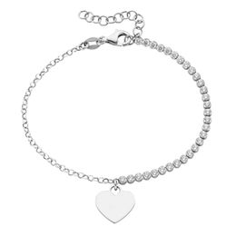 Smart Jewel Damen Armband "mit Zirkonia und Herzanh&auml;nger, Silber 925", 19cm, Silber 925 (Sterlingsilber), silber, Silber 925 (Sterlingsilber),