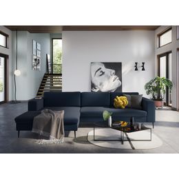 Ecksofa DOMO collection, B:329cm H:81cm T:173cm, blau, Wohnzimmer, Sofas, "Modica, zeitlos und elegant, L-Form", moderne Optik mit extrabreiter