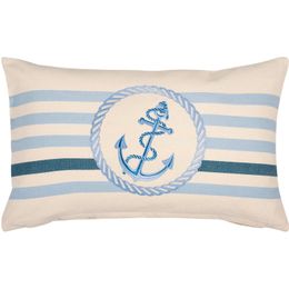 Dekokissen Pad, B:50cm L:30cm, blau, Baumwolle, Dekokissen_Sitzkissen_Kissenh&uuml;llen, "SEA", einzigartiges Design, Kissenh&uuml;lle ohne F&uuml;llung, 1 St&uuml;ck