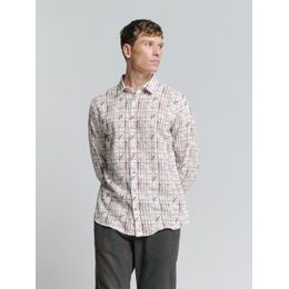 NO EXCESS Herren Langarmhemd "NO EXCESS Bedrucktes Hemd", lila, Gr. XXXL, 66% Baumwolle, 34% Leinen, Hemden