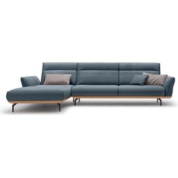 Ecksofa, B:338cm H:103cm T:183cm, blau, CREATION BY ROLF BENZ, NaturLEDER OSKAR (echtes Rindsleder), Wohnzimmer, Sofas, "CR.460", Sockel in Eiche,