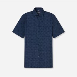 OLYMP Herren Kurzarmhemd "Luxor modern fit", blau, Gr. 41, Web, Obermaterial: 100% Baumwolle, Hemden, mit mehrfarbigen Druck