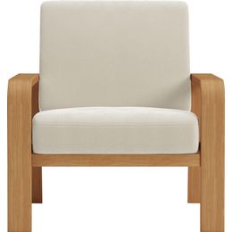 Sit & More Sessel SIT & MORE, B:79cm H:91cm T:93cm, beige, 100% Polyester, Sessel, "Kolding", Armlehnen aus eichefarbigem Buchenholz, verschiedene Bez&uuml;ge und