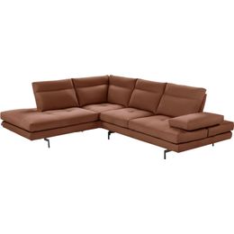 Ecksofa Calia italia, B:288cm H:90cm T:232cm, braun, Leder BULL (100% Leder), Wohnzimmer, Sofas, "Toby Wing, L-Form, Designsofa mit sensationellem