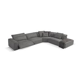 Ecksofa Egoitaliano, B:378cm H:95cm T:282cm, grau, Luxus-Micofaser Lederoptik (100% Polyester) ist ein neues technisches Gewebe mit einem visuellen