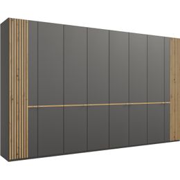 Musterring Drehtürenschrank "Isabelle", Graphit-Dekor, B/H/T: 393,1cm x 236cm x 58cm, Türen: 8 Stk. Lamellen in Bianco Eiche-Nachbildung, grau,