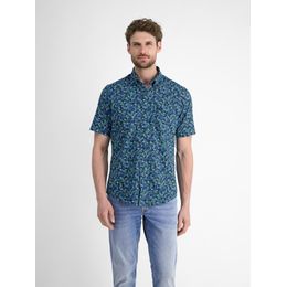 Lerros Herren Kurzarmhemd "Lerros Herren Sommerhemd, floral bedruckt", blau, Gr. S, 100% Baumwolle, Hemden