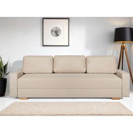 3-Sitzer Inosign, B:225cm H:80cm T:94cm, beige, 100% Polyester, Sofas, "SHERIDIAN Schlafsofa mit Bettkasten, in Feincord & Velvet", mit