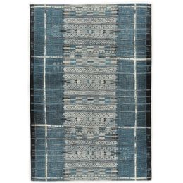 Teppich Gino Falcone, B:80cm H:5mm L:165cm, blau, Kunstfaser, Wohnzimmer, Teppiche, "Outdoor-Africa 38", Flachgewebe, Ethno Style, In- und Outdoor