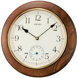 Seiko Wanduhr, Ø 30cm, braun, Wanduhren, Quarzuhr, Wohnzimmer, Esszimmer, Arbeitszimmer, Küche