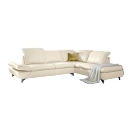 Ecksofa W.Schillig, B:296cm H:84cm T:242cm, beige, Longlife Xtra-Leder Z73: Naturwalkleder der Luxusklasse aus den erlesensten Rohhäuten. Hautstärke