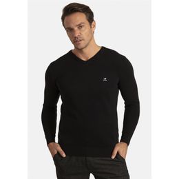 Herren V-Ausschnitt-Pullover "Liva", schwarz, Gr. XXL, SIR RAYMOND TAILOR, unifarben, 100% Baumwolle, Pullover, mit elegantem V-Ausschnitt