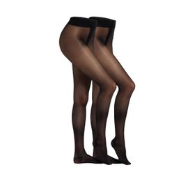 Camano Damen Feinstrumpfhose "Strumpfhose 2er Pack", Gr. 40, schwarz, 83% Polyamid, 17% Elasthan, , Strumpfhosen