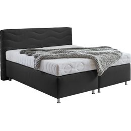 Boxspringbett, B:195cm L:210cm, schwarz, Westfalia Schlafkomfort, Bezug Bett: Microvelours (100% Polyester) oder Feinstruktur (100% Polyester);Bezug