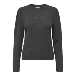 Only Damen Rundhalspullover "ONLKATIA LS PUFF O-NECK CC KNT", grau, Gr. XS, unifarben, Strick, Obermaterial: 50% Viskose, 27% Nylon, 23% Polyester,