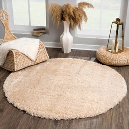 Hochflor-Teppich Sanat, H:45mm &Oslash;:150cm, beige, Kunstfaser, Teppiche, "Porto", Wohnzimmer, Langflor, Shaggy Teppich