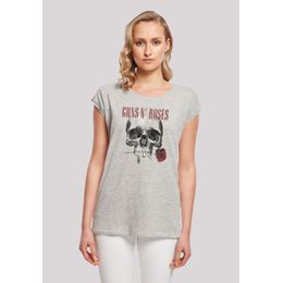 F4NT4STIC Damen T-Shirt "Guns 'n' Roses Flower Skull Rock Musik Band", grau, Gr. XL, Obermaterial: 100% Baumwolle, Shirts, Premium Qualit&auml;t