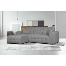 Ecksofa Home Affaire, B:234cm H:85cm T:163cm, grau, 100% Polyester, Wohnzimmer, Sofas, "Nosia L-Form", incl. 2 Zierkissen, mit feiner Steppung