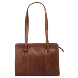 Pike PIKÉ Damen Shopper, braun, Leder, unifarben, Taschen, echt Leder, Made in Italy