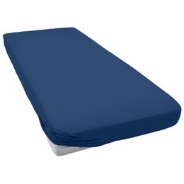 Spannbettlaken Primera, blau, Jersey-Elasthan, Obermaterial: 95% Baumwolle, 5% Elasthan, Bettlaken, "Elasthan-Feinjersey", PREMIUM, aus 95% gek&auml;mmter