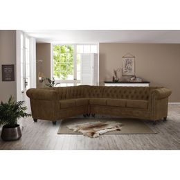 Chesterfield-Sofa Home Affaire, B:264cm H:72cm T:210cm, braun, Luxus-Microfaser Lederoptik (100% Polyester);Kunstleder, Sofas, "Rysum L-Form",
