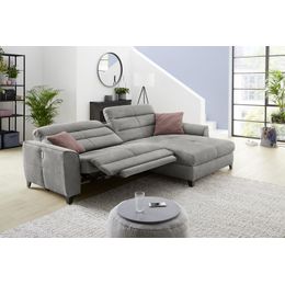Jockenhöfer Ecksofa, B:288cm T:105cm, grau, JOCKENHÖFER GRUPPE, Luxus-Microfaser in Lederoptik (100% Polyester), Wohnzimmer, Sofas, "Double One L-Form", mit 2x