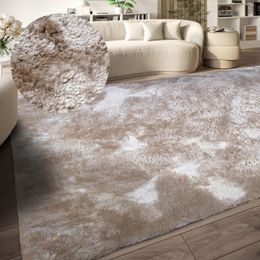 Hochflor-Teppich ELLE DECORATION, B:80cm H:28mm L:150cm, beige, Polyester, Teppiche, "Calida", Langflor, Shaggy, einfarbig, flauschig, weich,
