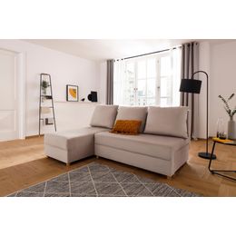 Ecksofa Inosign, B:197cm H:90cm T:145cm, beige, Struktur fein (100% Polyester);Luxus-Microfaser weich (100% Polyester);Samtoptik (100% Polyester),