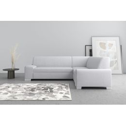 Ecksofa DOMO collection, B:259cm H:85cm T:191cm, silber, Wohnzimmer, Sofas, "Anzio in kubischer Formensprache, flache Armlehnen, L-Form", Wahlweise