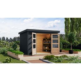 Gartenhaus Karibu, grau, Massivholz, Stahl, Gartenh&auml;user, "Jupiter 4 C", in verschiedenen Farben