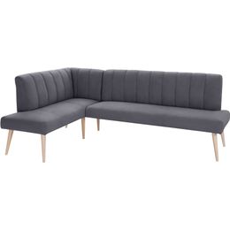 Eckbank, B:157cm H:92cm T:245cm, grau, exxpo - SOFA FASHION, Webvelour: 100% Polyester, Küche, Sitzbänke, "Costa, moderne Rückensteppung, bequem und