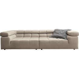 Big-Sofa Inosign, B:290cm H:70cm T:110cm, grau, Sofas, "Ancona B/T/H: 290/110/70 cm", auffällige Steppung, inkl. 2 Zierkissen und verstellbaren