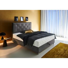 Boxbett, B:102cm L:209cm, grau, ATLANTIC HOME COLLECTION, Komplettbetten, "CELIA im hochwertiger Samtoptik", mit Taschen-Federkernmatratze,