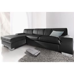 Ecksofa DOMO collection, B:248cm H:74cm T:150cm, schwarz, Softlux-Kunstleder;Primabelle-Microfaser;Struktur (90% Polyester und 10% Polyacryl),