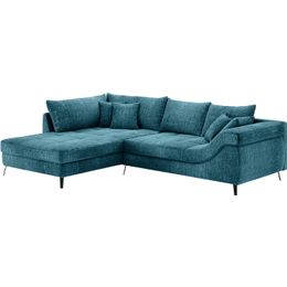 Ecksofa MR. COUCH, B:317cm H:98cm T:228cm, blau, Dolce (100% Polyester), Wohnzimmer, Sofas, "Portofino L-Form", 4 Bezugsqualit&auml;ten, 13,5 cm hohe