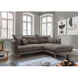 Ecksofa Inosign, B:255cm H:94cm T:180cm, grau, 100% Polyester, Wohnzimmer, Sofas, "Lazio modern und bequem, schmale Armlehnen, tolle